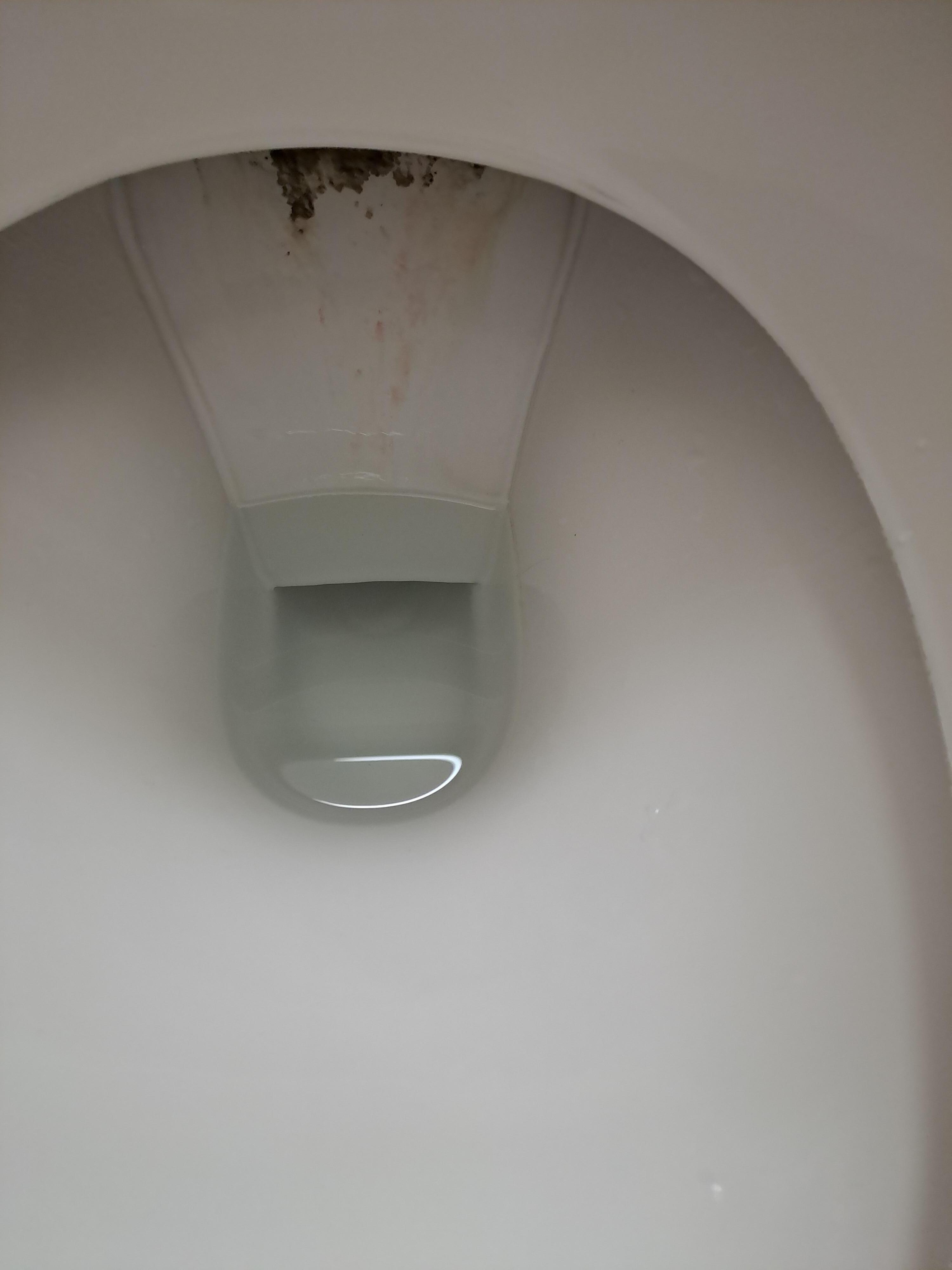Toilette sale et avec du sang
