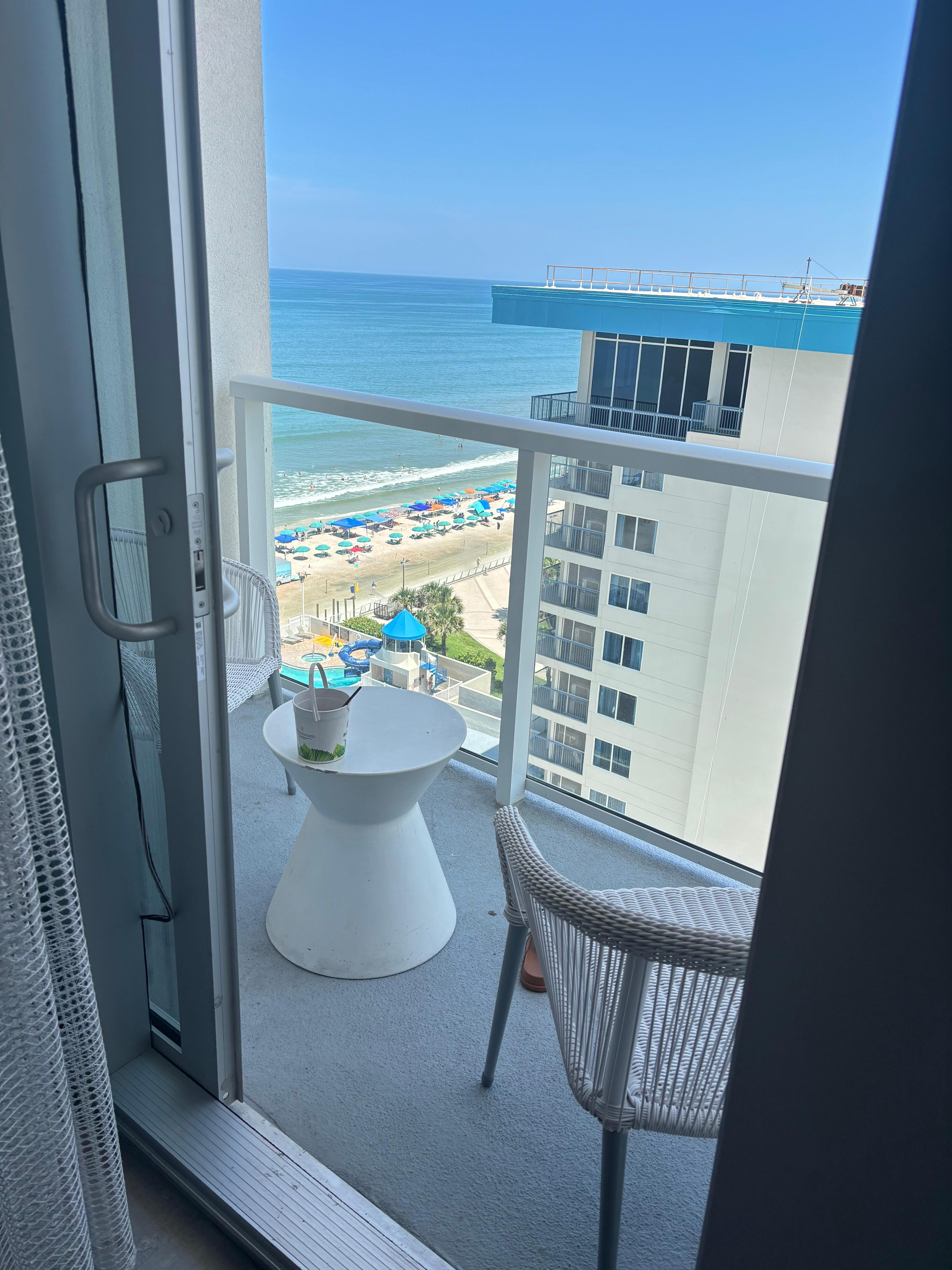 View of the beach from the balcony 