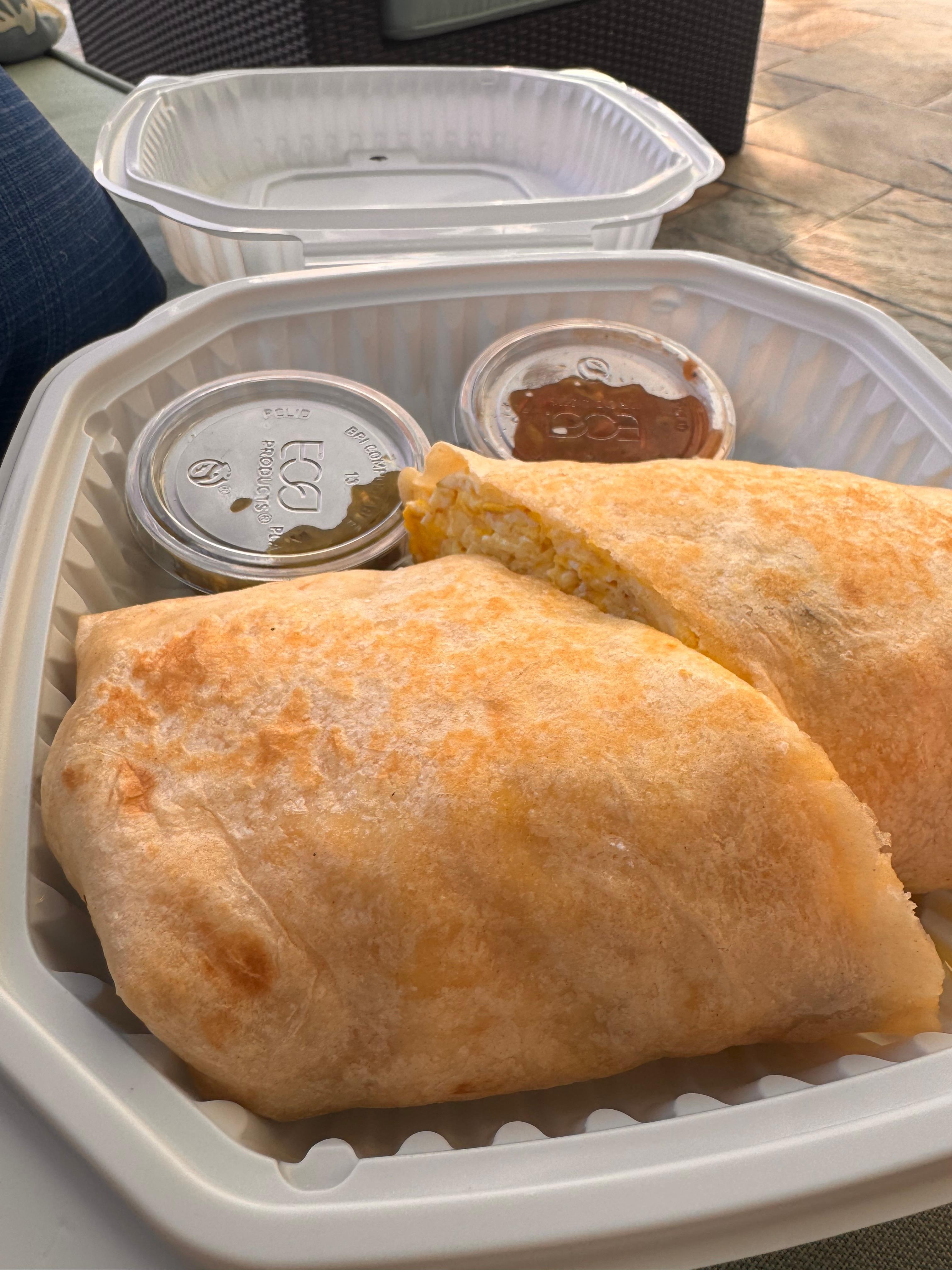 Breakfast burrito at cafe
