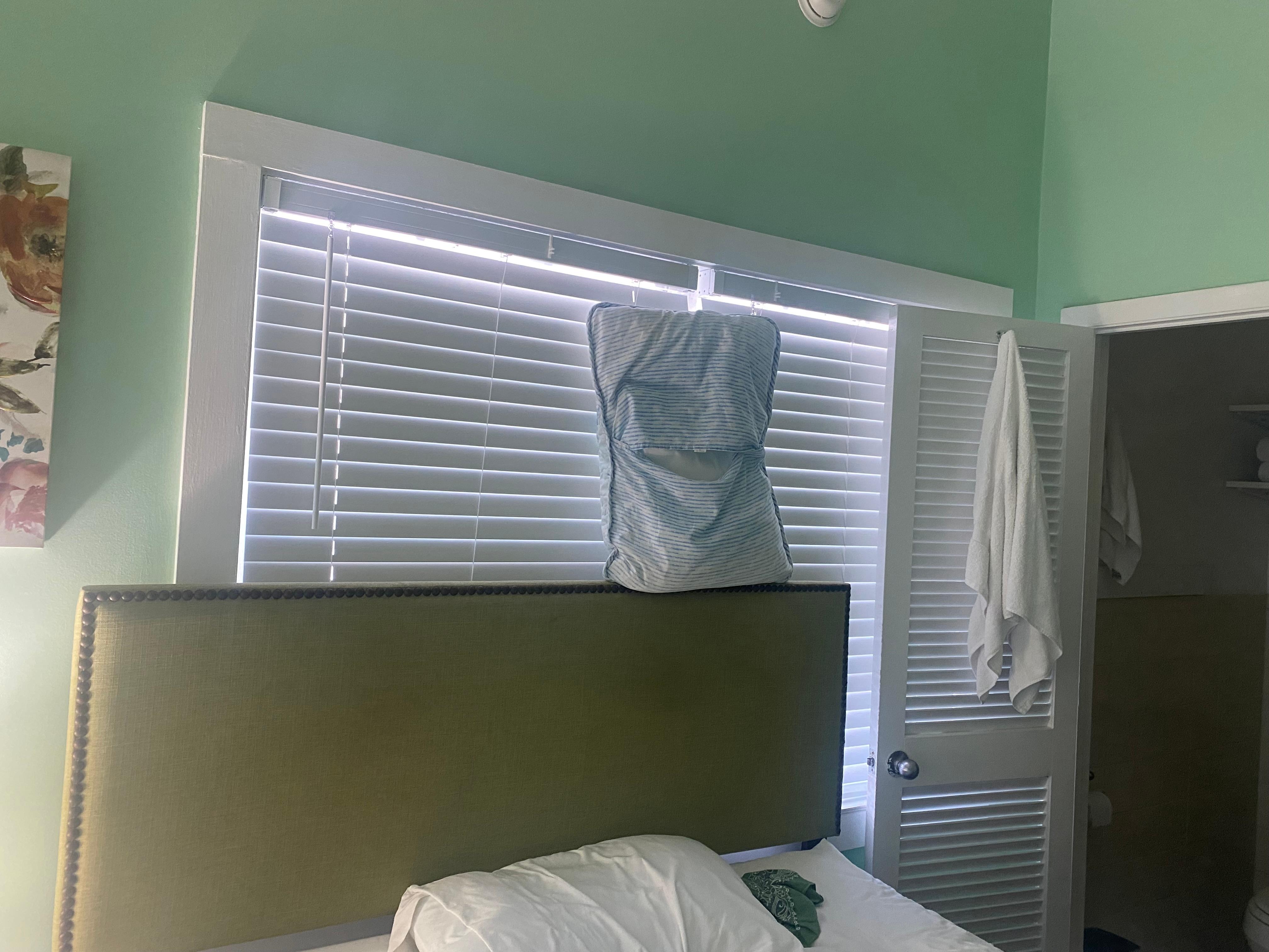 No curtains- light all night and people walking and talking two feet from the bed