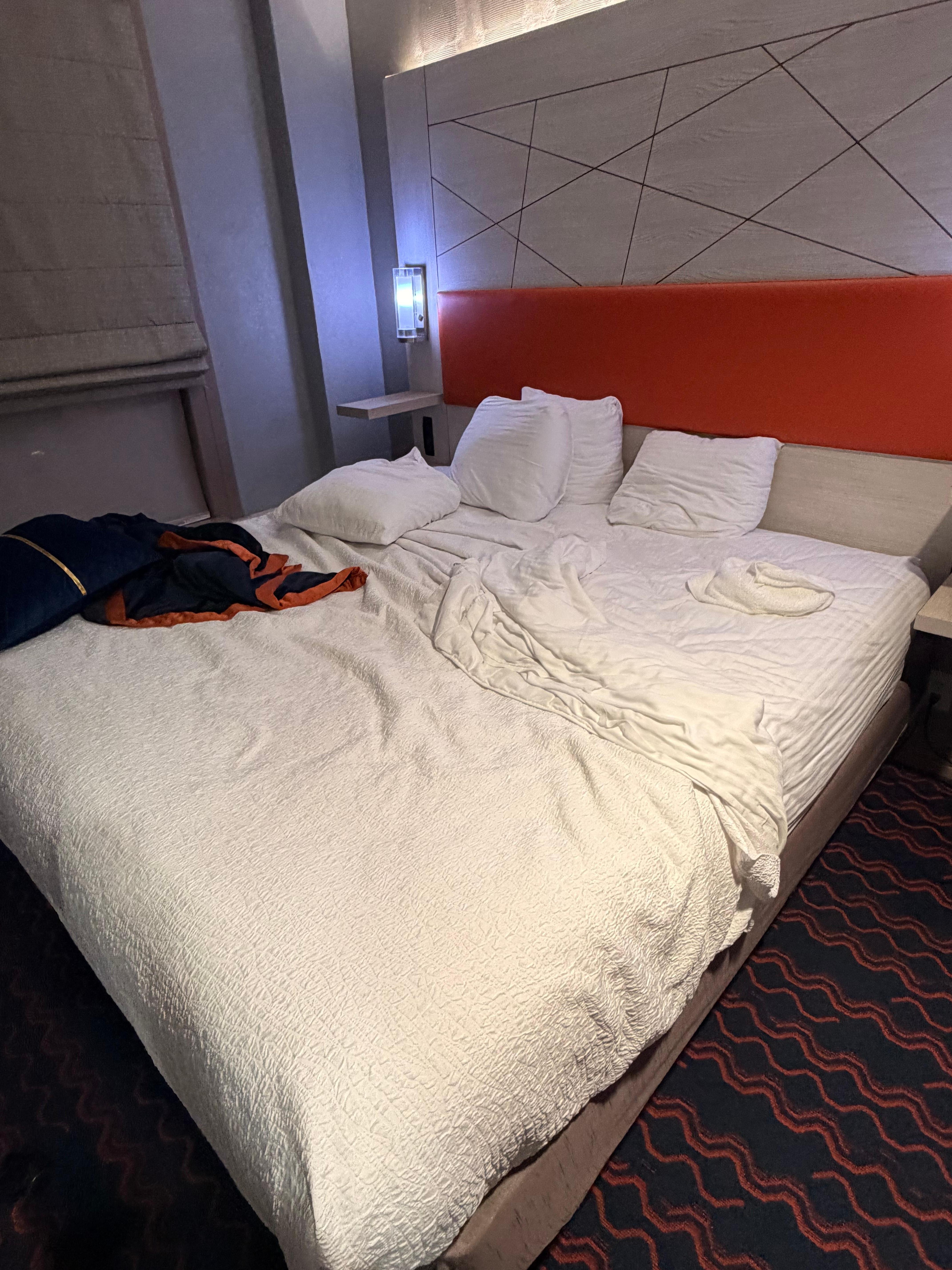 After a long day out, this was the way I found my room. Nobody cleaned it up. 