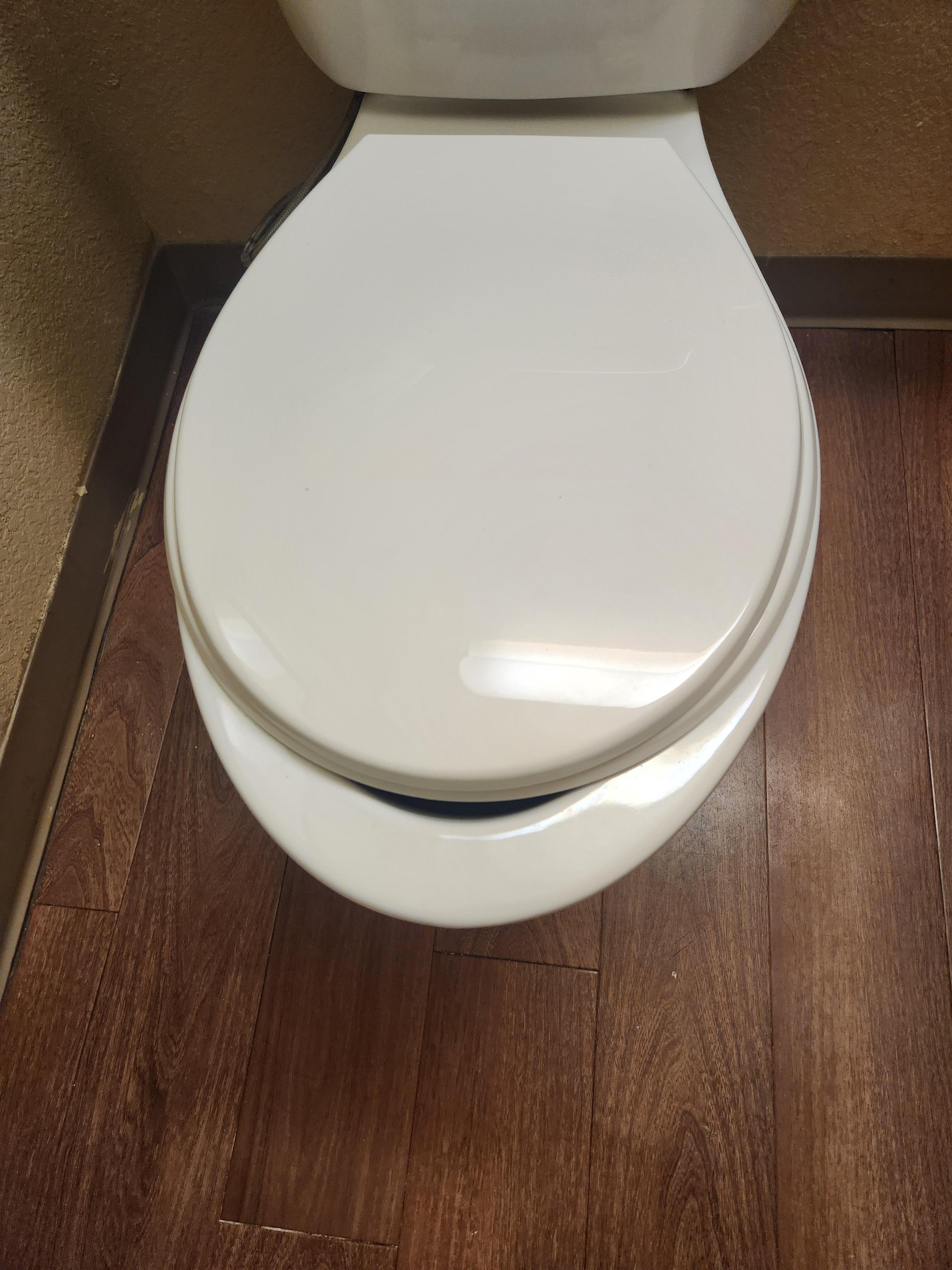 The toilet seat was smaller than the toilet