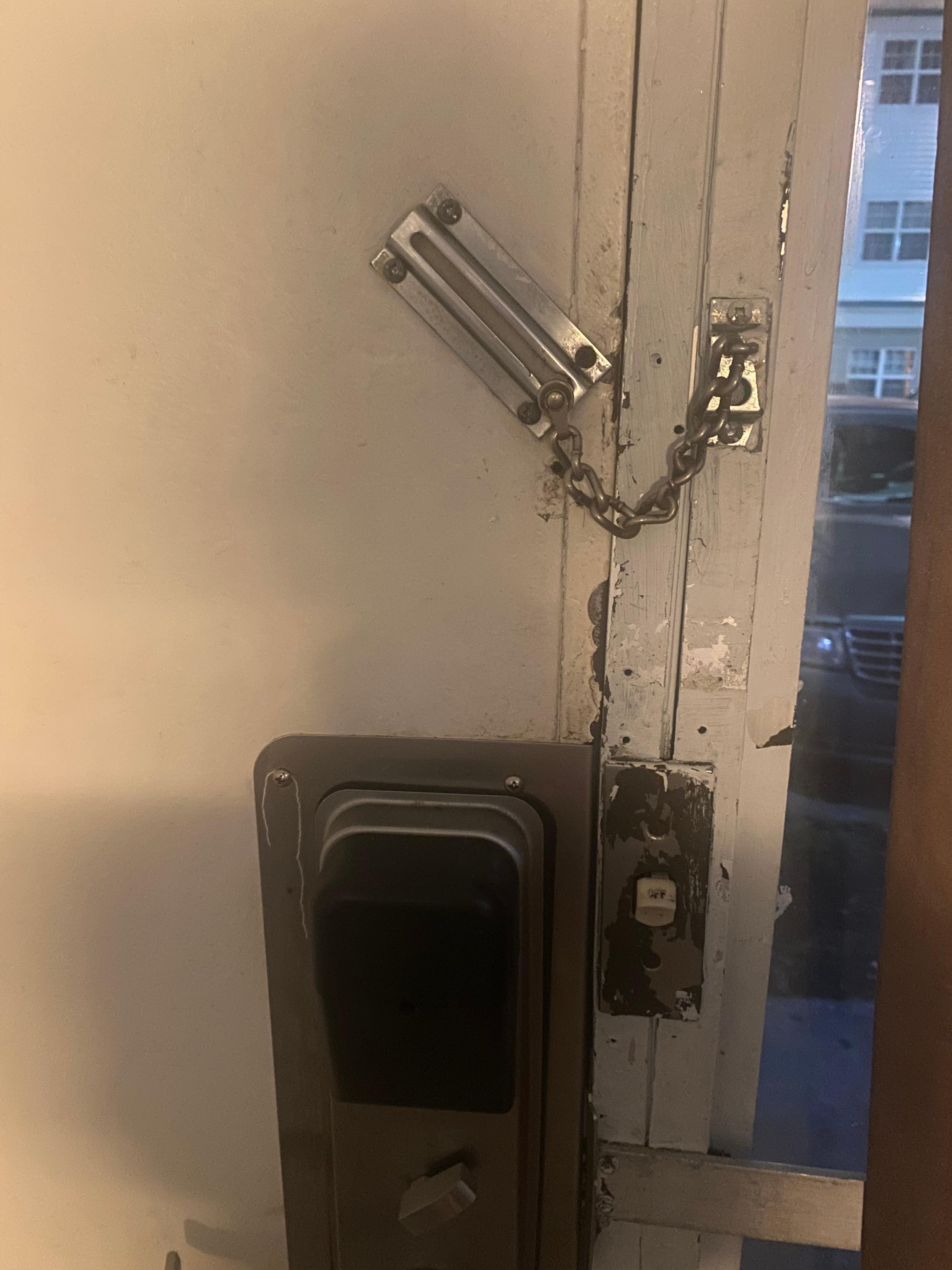 Chain was positioned to fall out. 