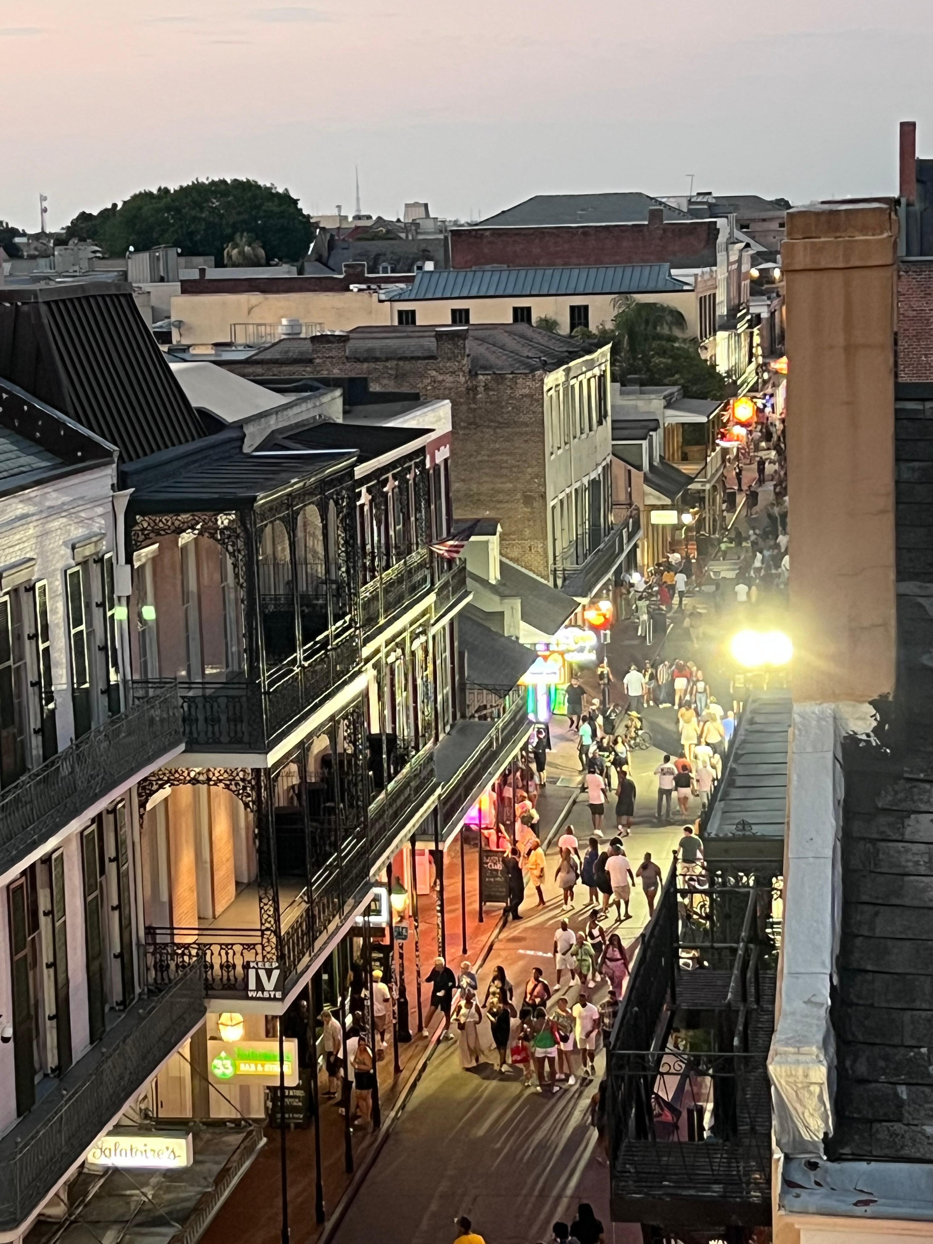 View of Bourbon St from the pool deck. 