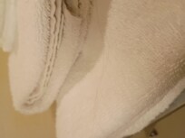 Hair on towels.