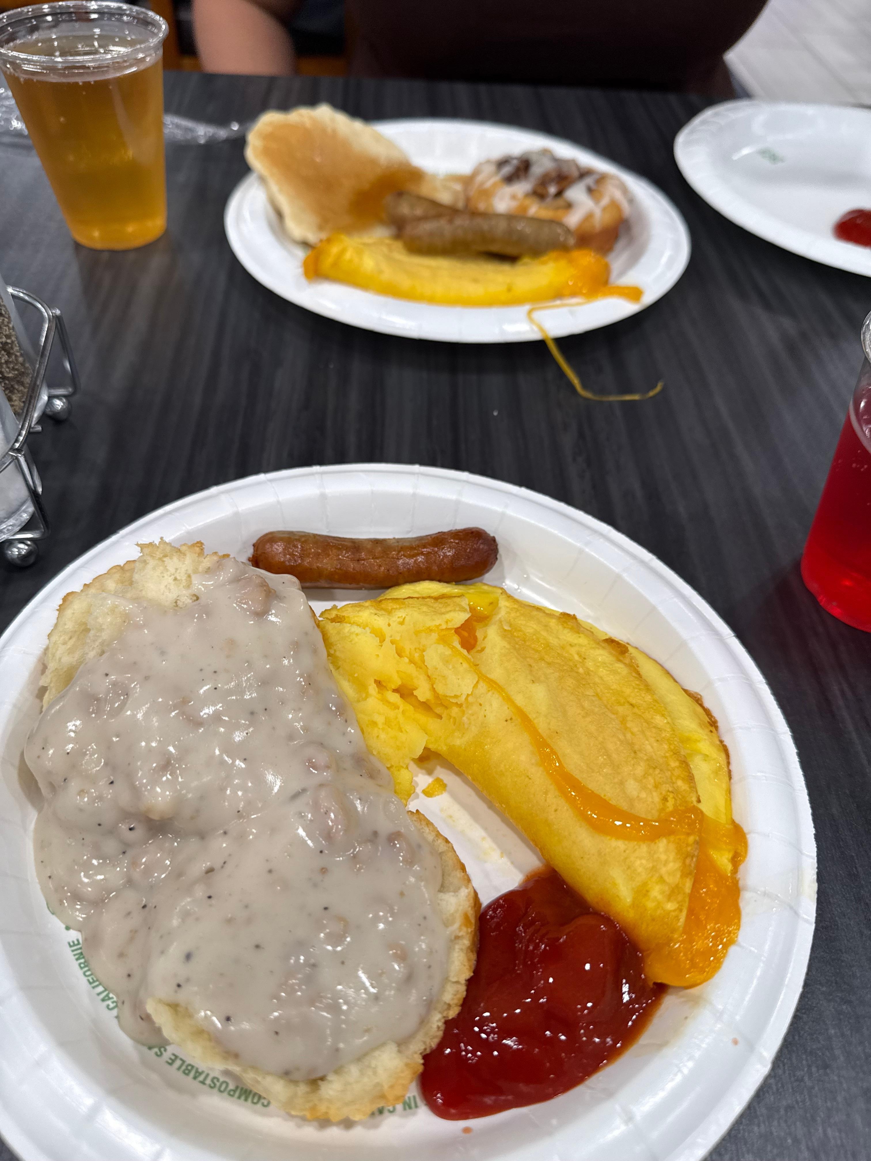Only showing part of what they had for breakfast. They also have a paper bag for getting anything to go which was a nice touch. 