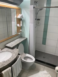 The bathroom did not have a fan so be ready for the smell.