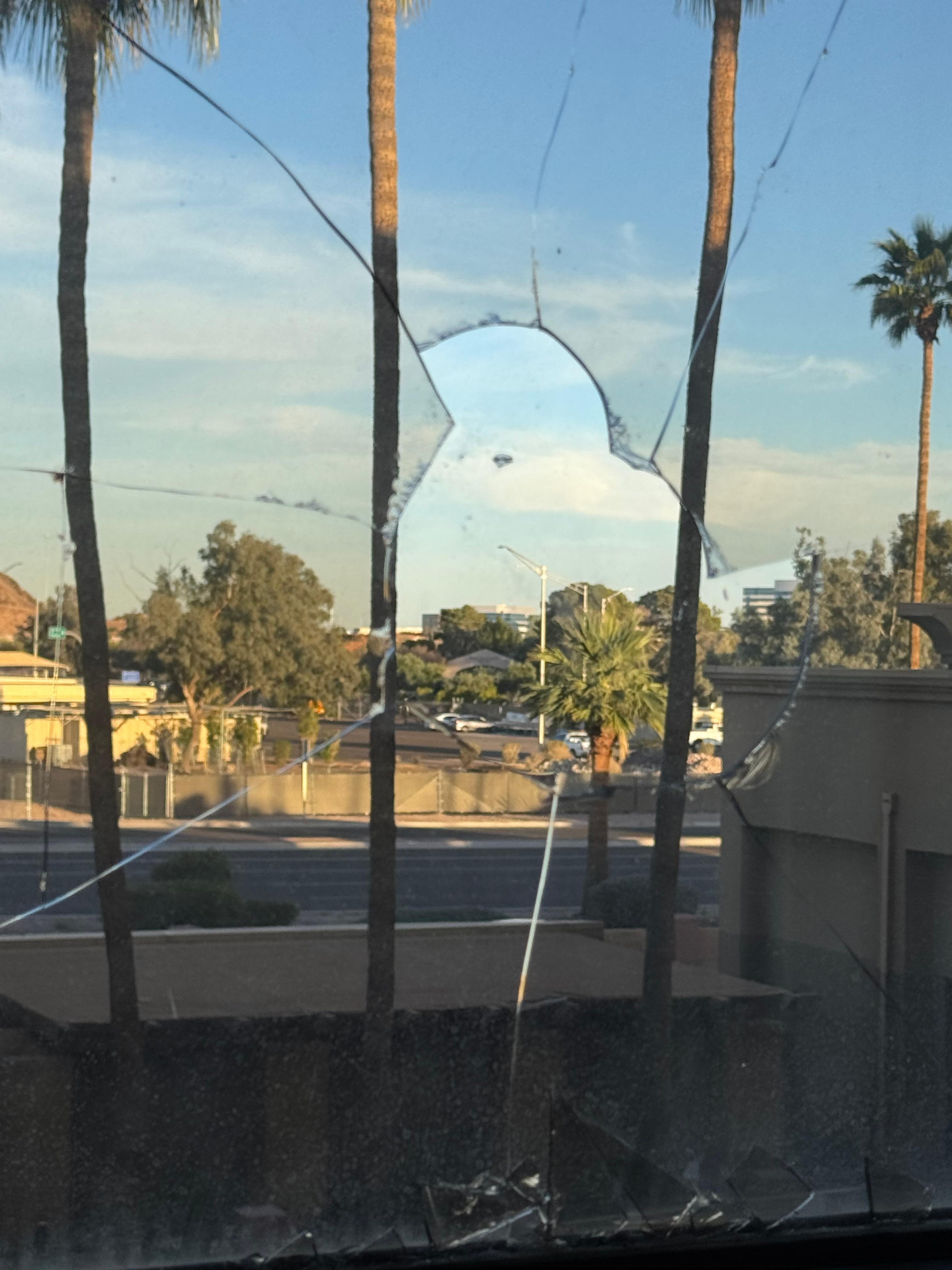 Broken exterior windowpane