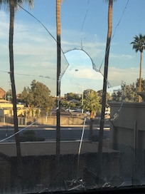 Broken exterior windowpane