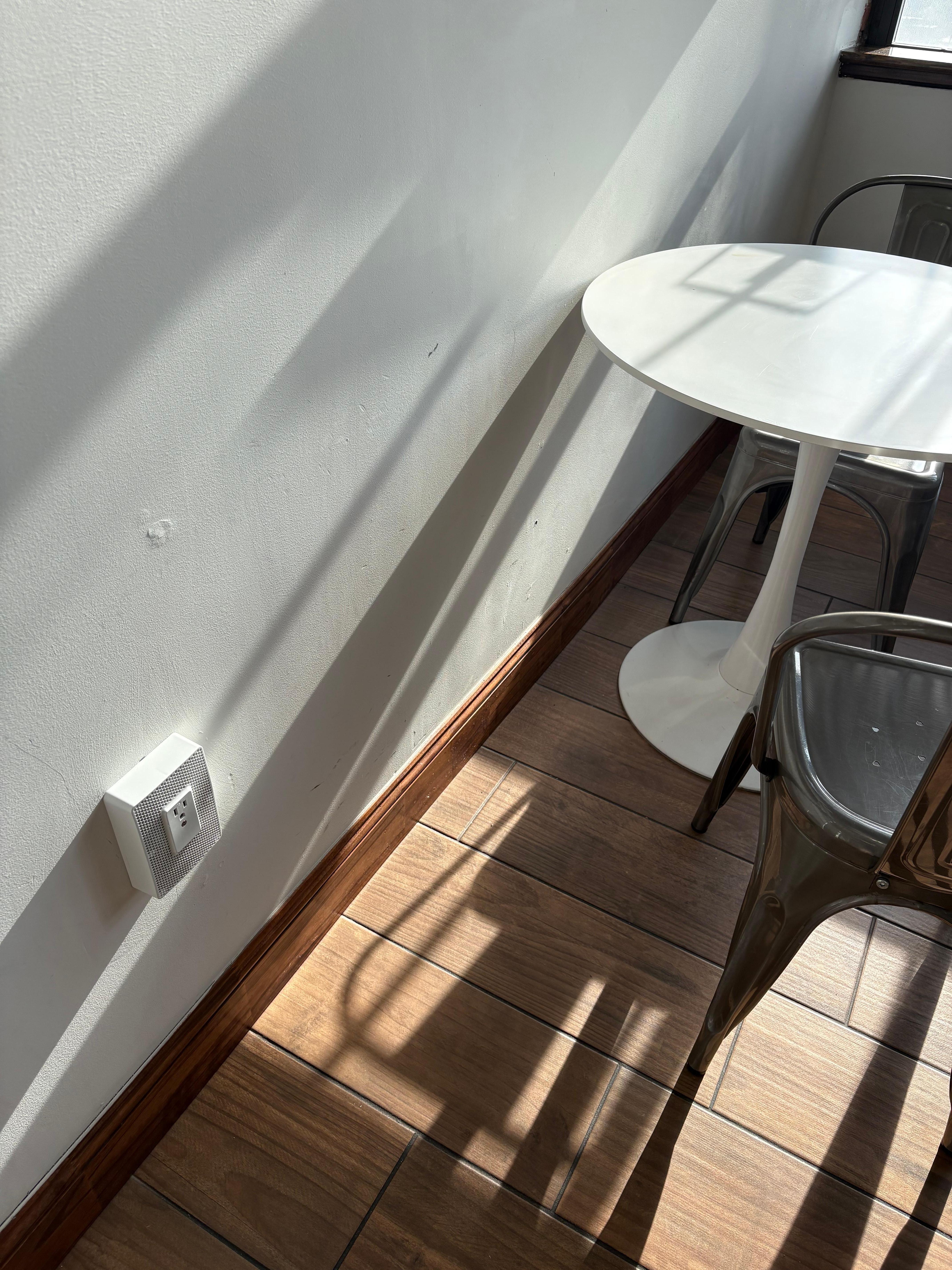 Scuff marks all along the wall in the sitting area/ breakfast nook 