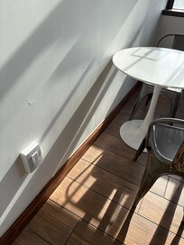 Scuff marks all along the wall in the sitting area/ breakfast nook