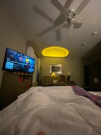 We brought the sunset lamp, but nice spacious room. Bed was not too comfortable.