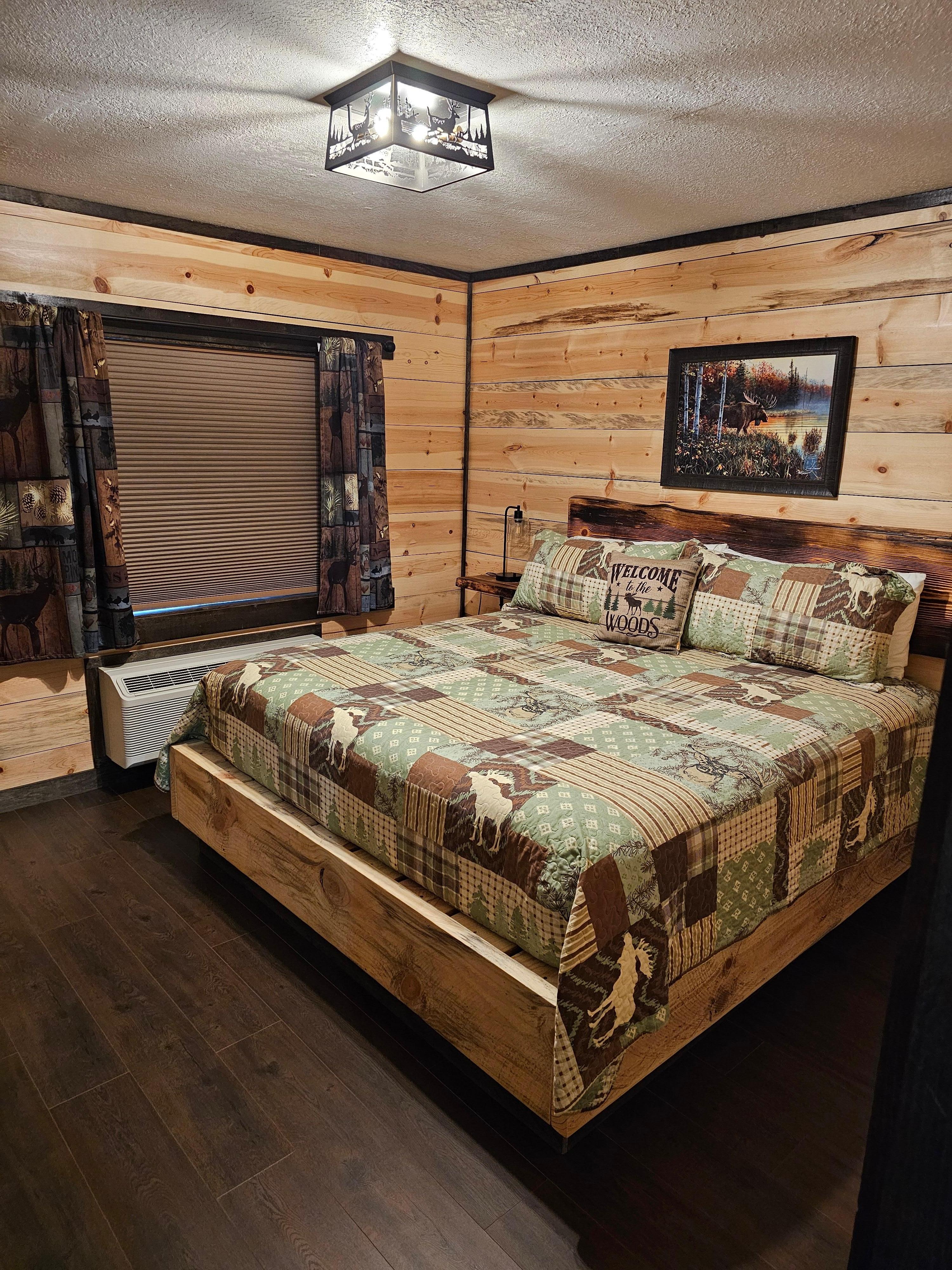 2nd bedroom with a bathroom down a hall.