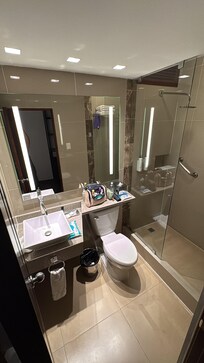 Bathroom is not large but very comfortable and well designed