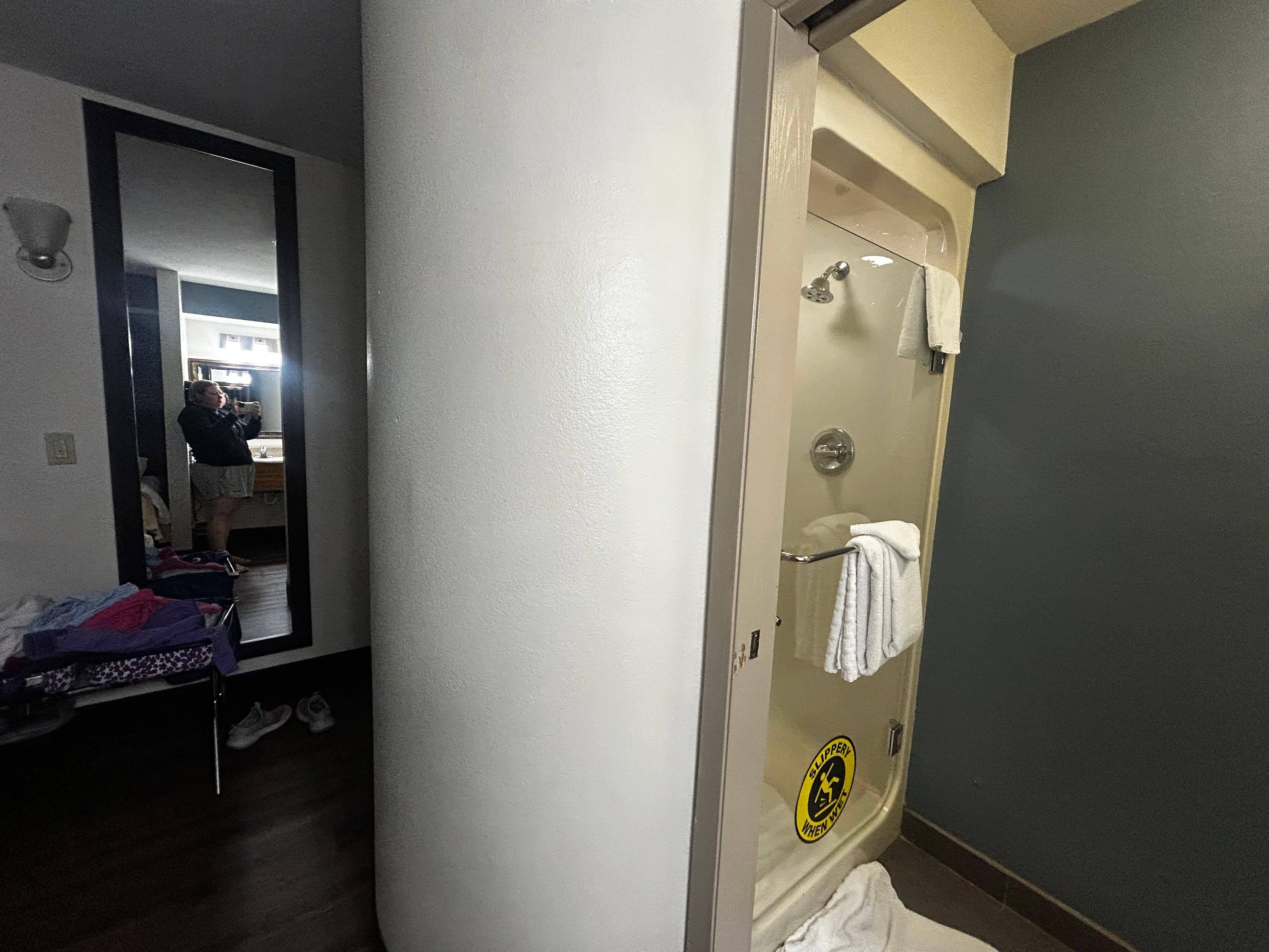 Space pod shower - it’s round inside 