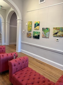 There was a small lounge that also served as an art gallery. It featured lathe works of local artists.