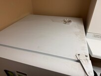 Top of the fridge is / was sticky and dirty. Had to give it a good cleaning.