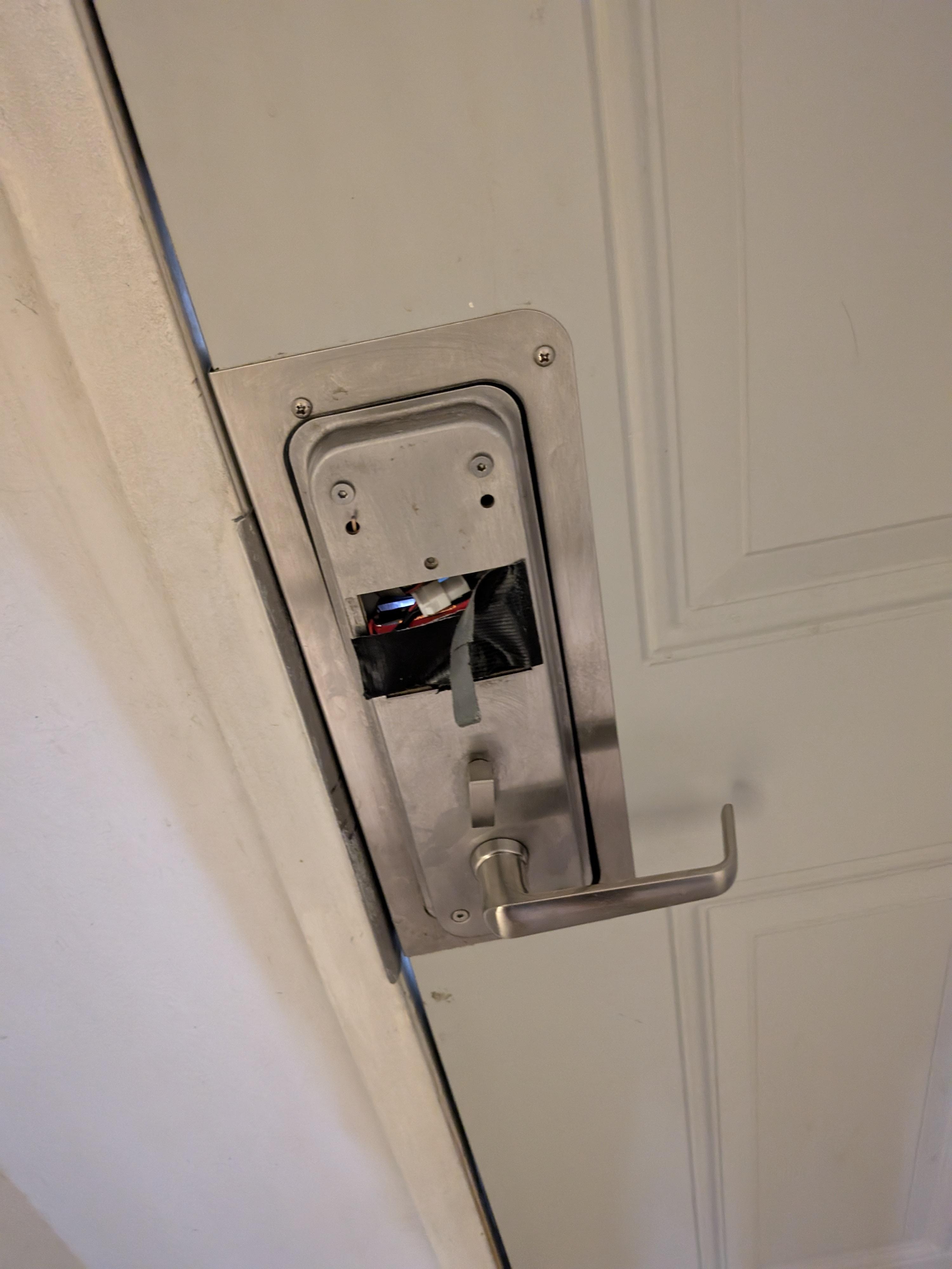 Wires sticking out of deadbolt
