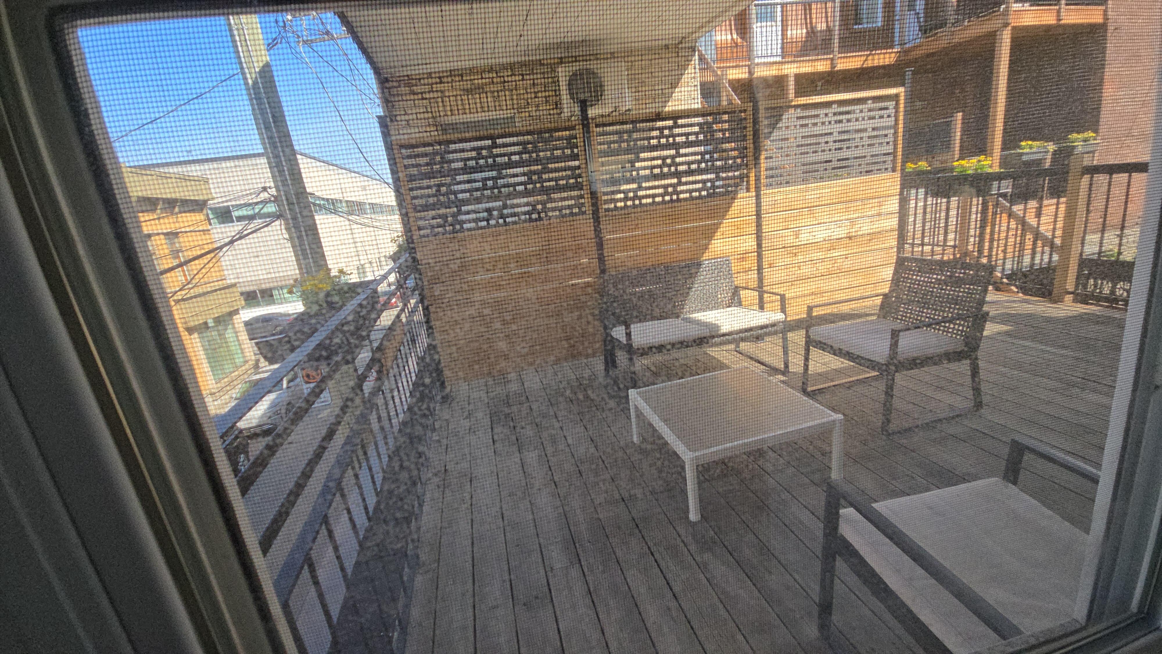 Semi private terrace (that's a divider, but can walk around it)