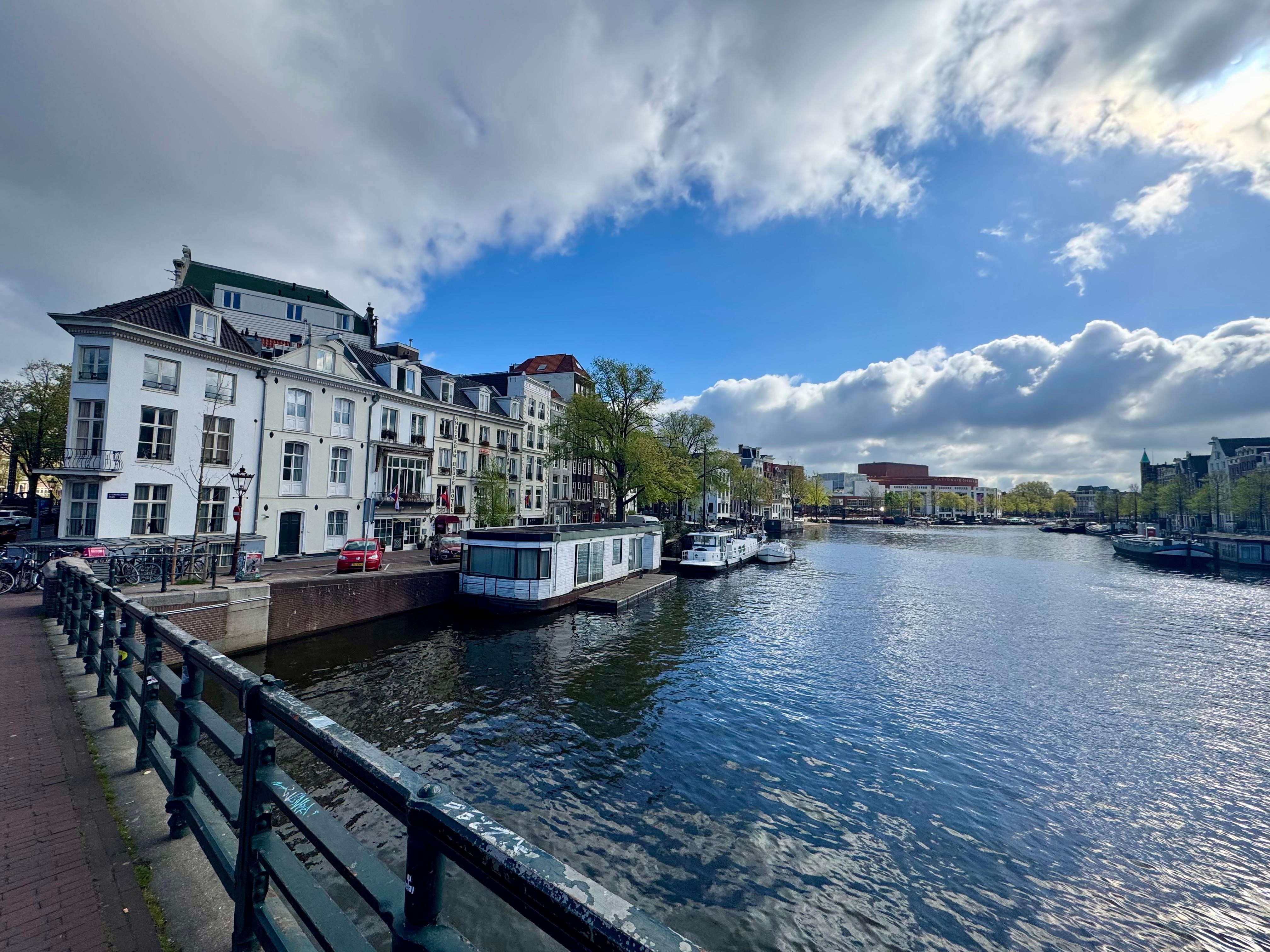 View of the hotel from across the canal