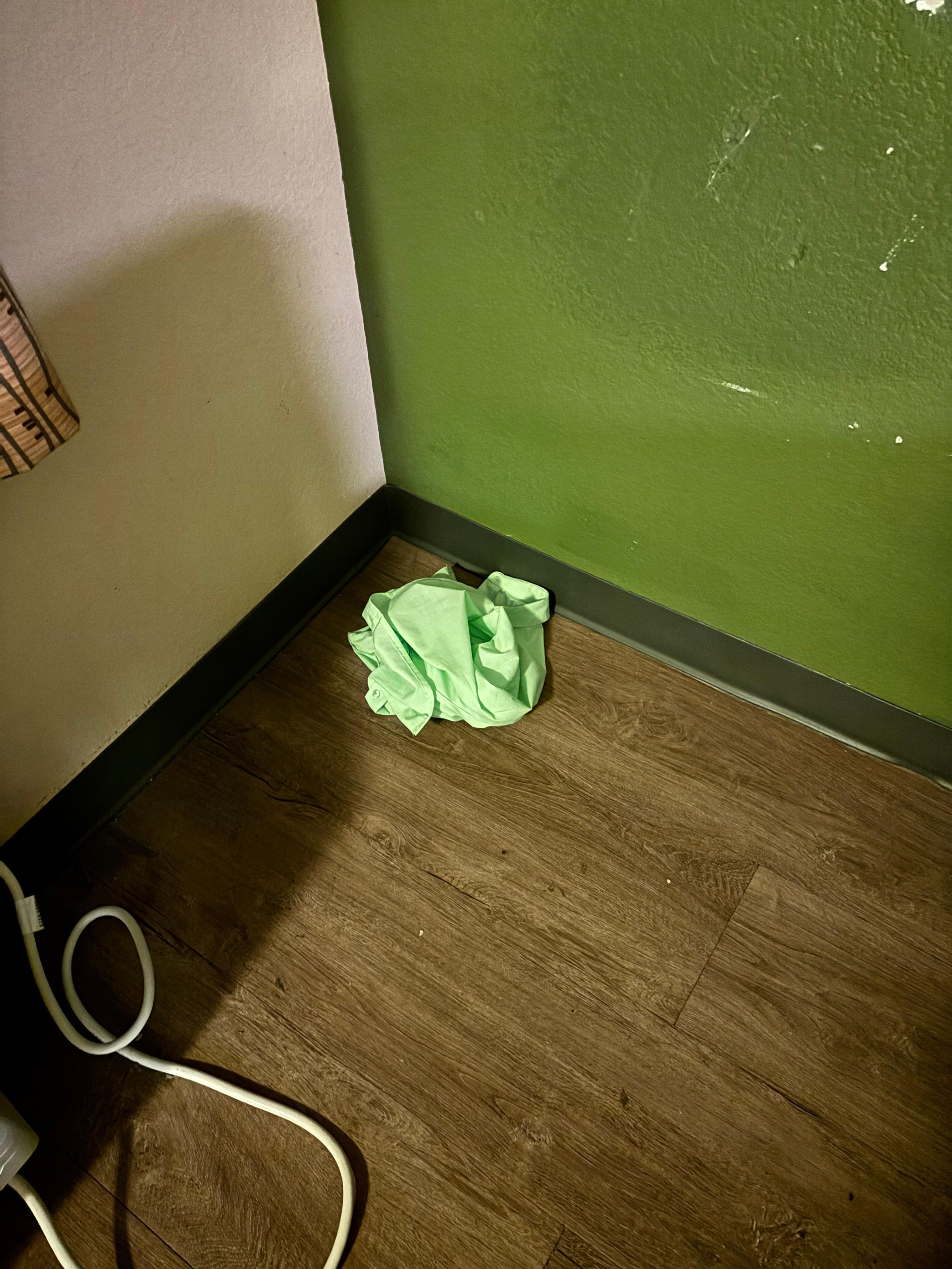 Dirty room and clothes from previous people