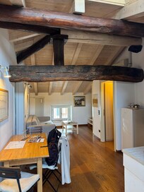 The living area in the two bed apartment