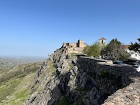 View of the castle as one walks along the wall.