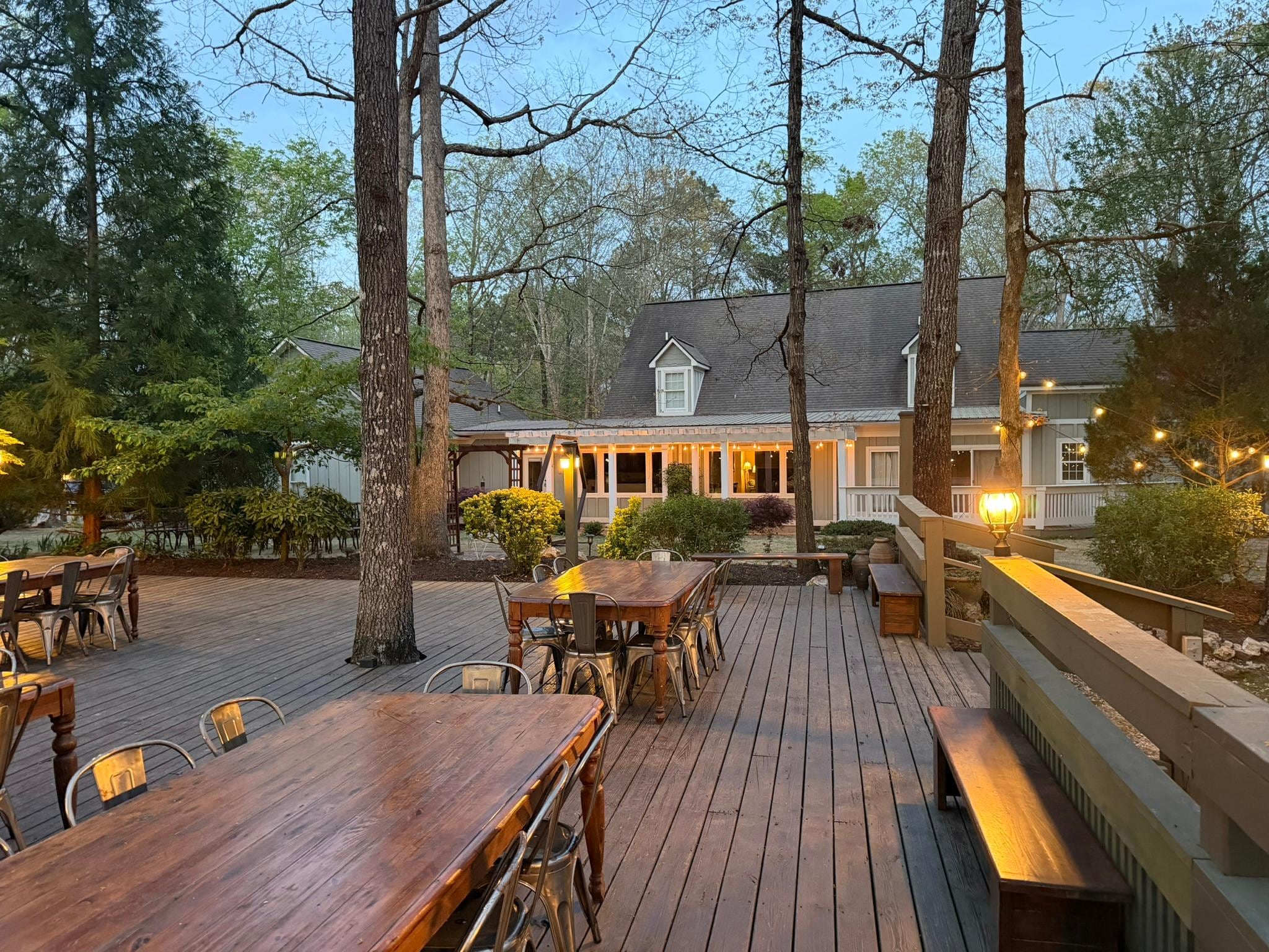 Deck with picnic style tables