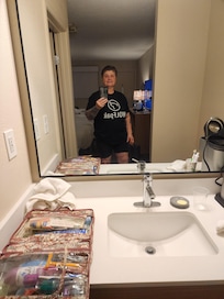 Long sink counter and the shower was like new.