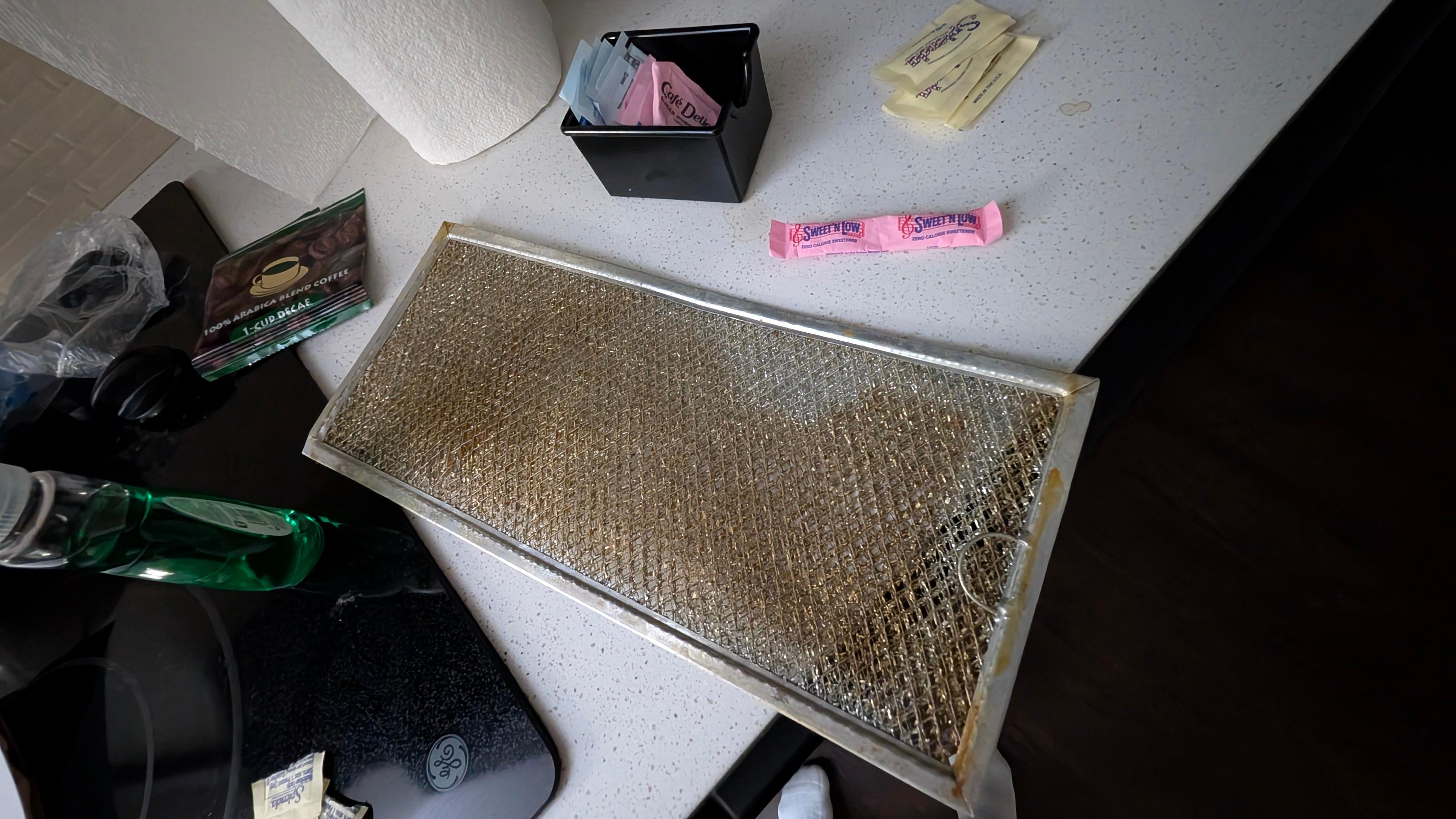 This is what was underneath the microwave